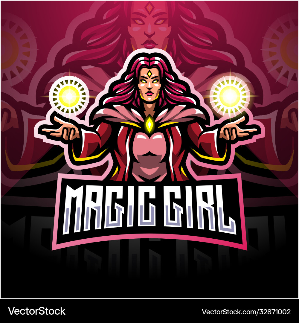Magic girls esport mascot logo design Royalty Free Vector