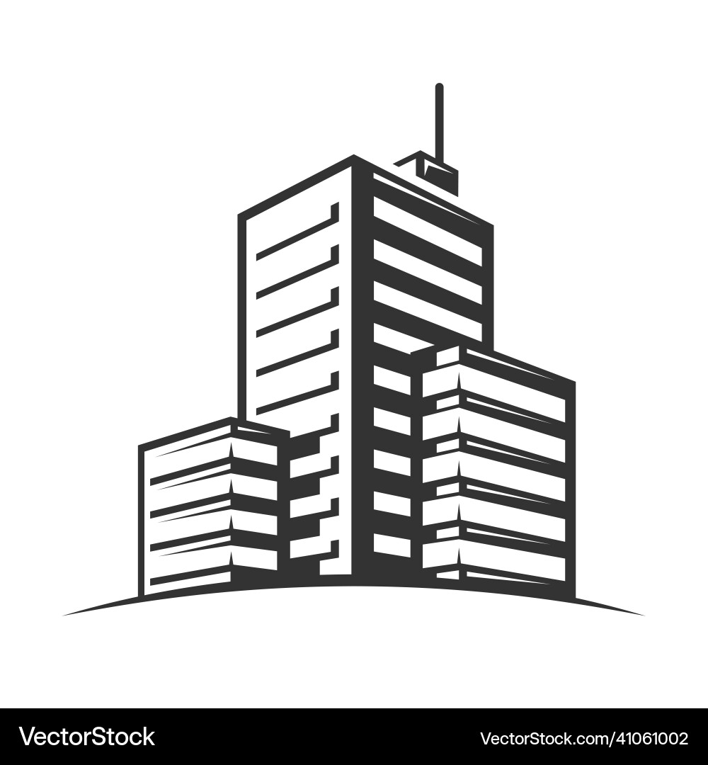 Modern building construction isolated on white Vector Image