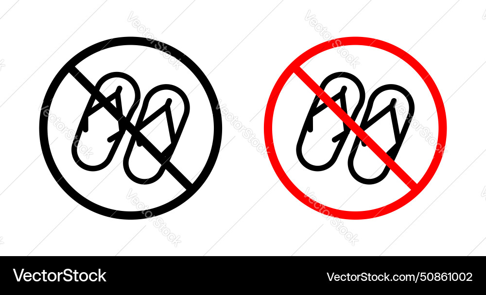 No sandals sign slipper not allowed symbol off Vector Image