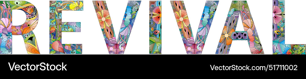 Revival word hand drawn lettering text Royalty Free Vector