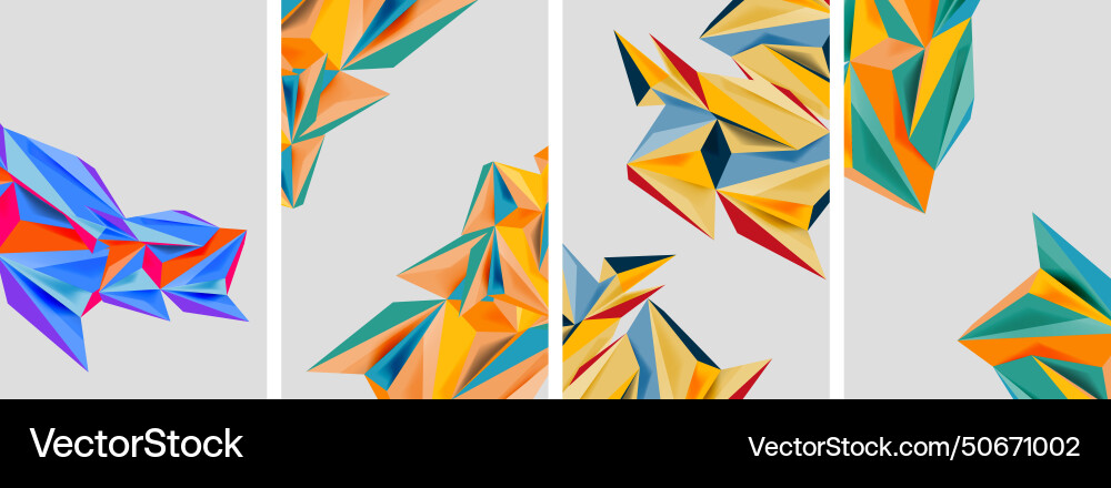 Set of mosaic triangle pattern abstract posters Vector Image