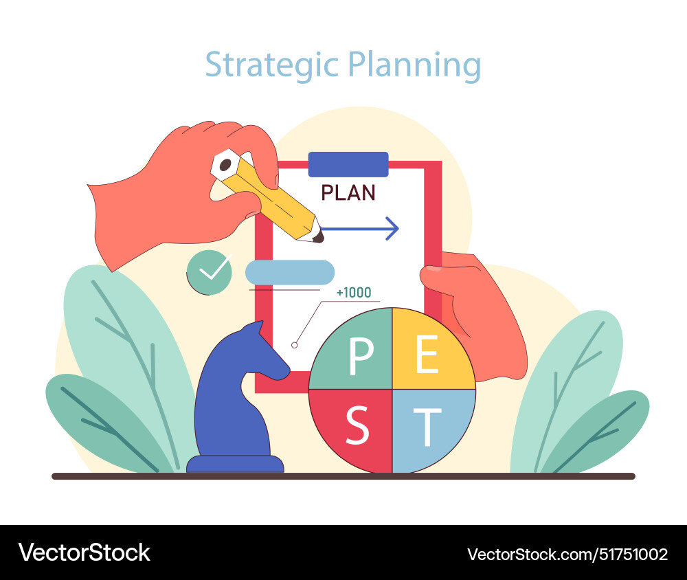 Strategic Planning In Pest Analysis Chess Piece Vector Image