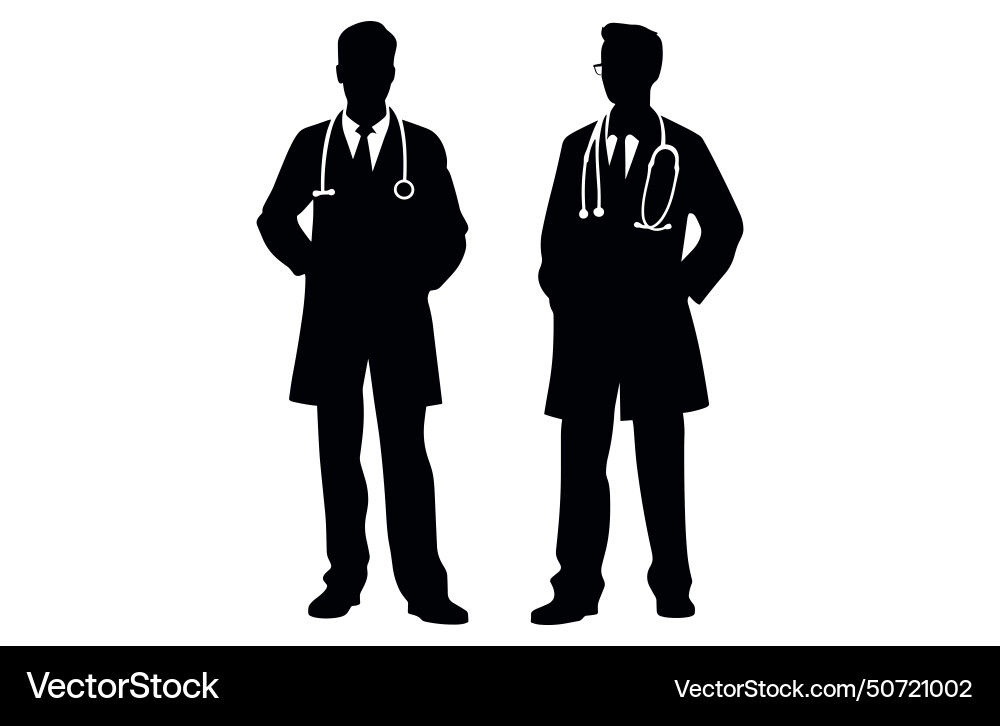 Two doctor silhouette activity Royalty Free Vector Image