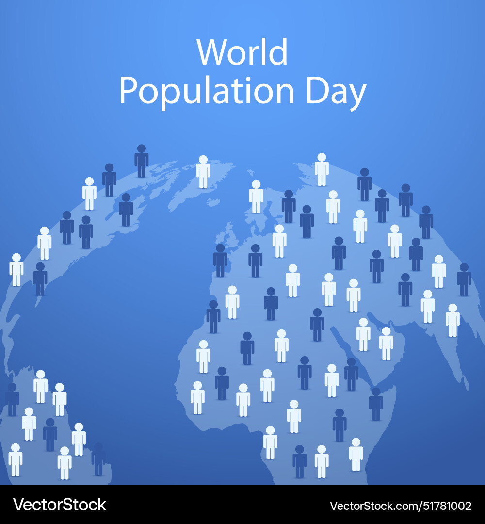 World population day poster with world map design Vector Image