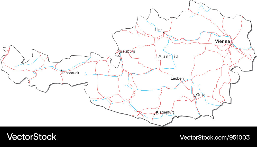 Austria black white map Royalty Free Vector Image