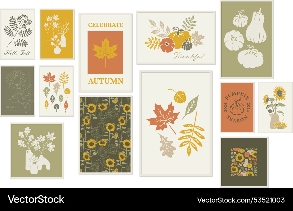 Autumn wall art poster composition Royalty Free Vector Image