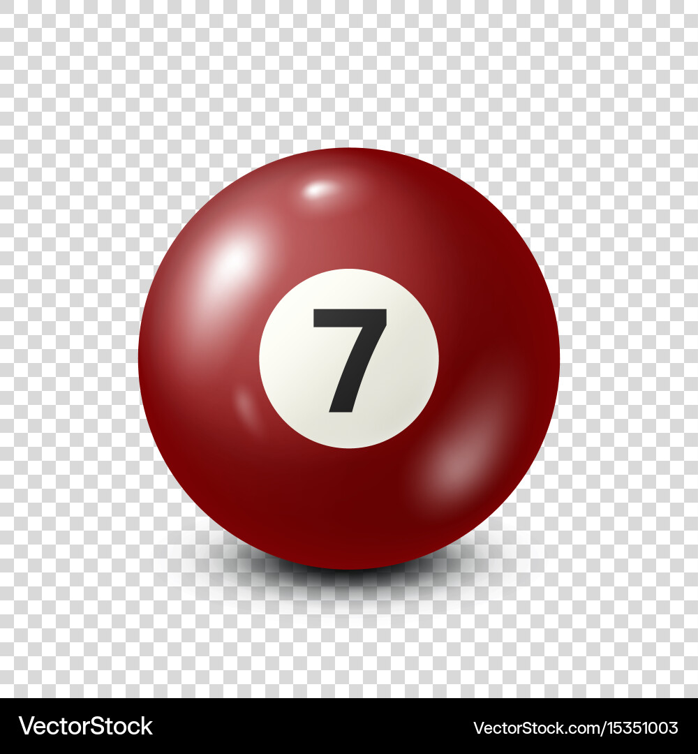 Billiardred pool ball with number 7snooker Vector Image