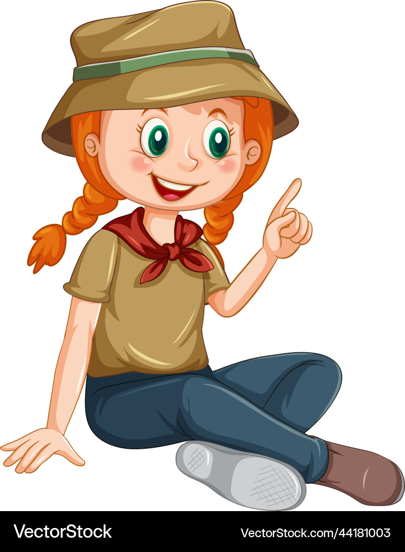 Cute Camping Girl Cartoon Royalty Free Vector Image