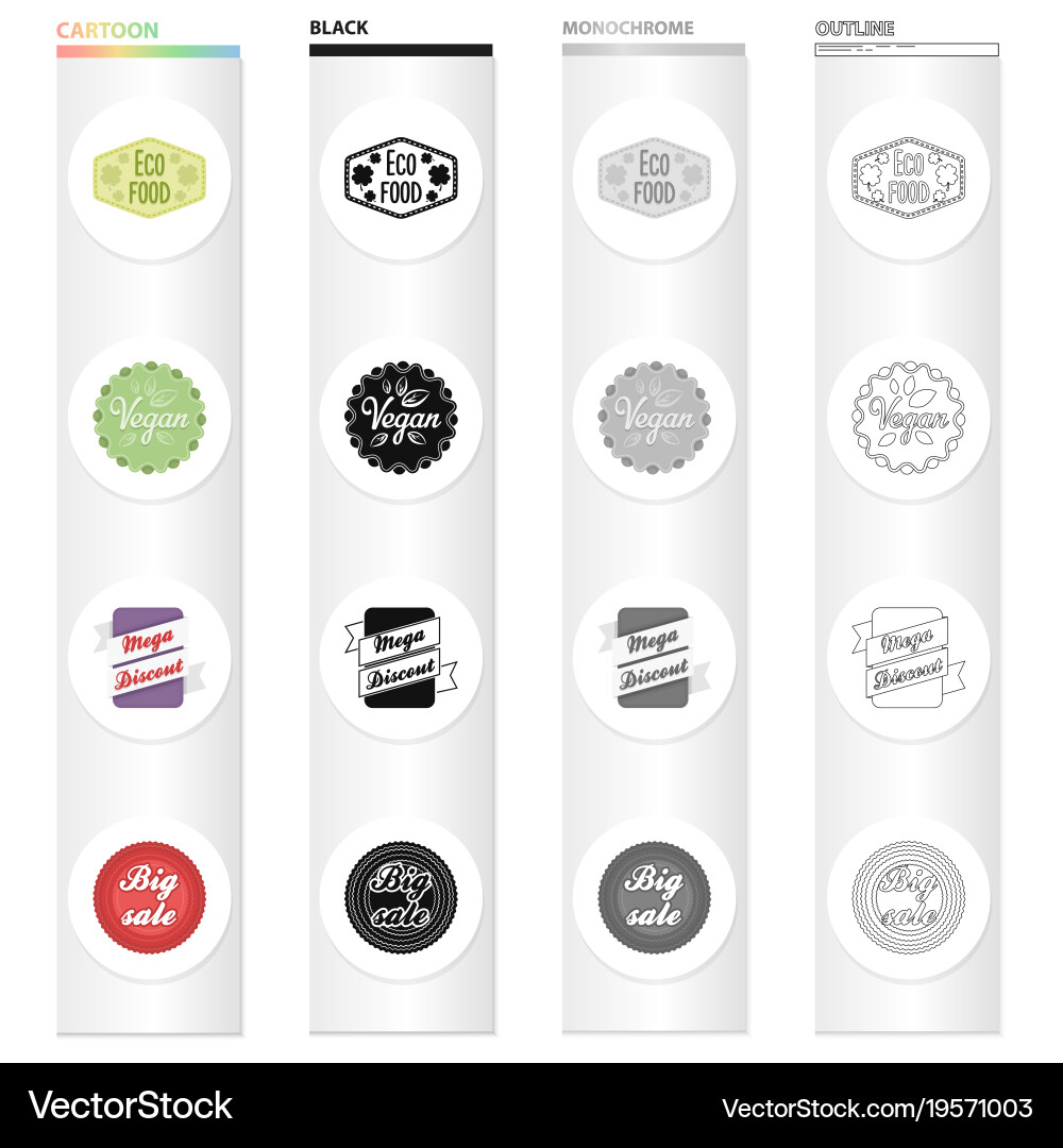 Different types of labels vegan mega discount Vector Image