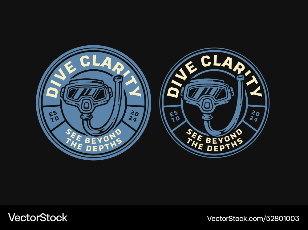 Diving goggles with hose badge logo design Vector Image