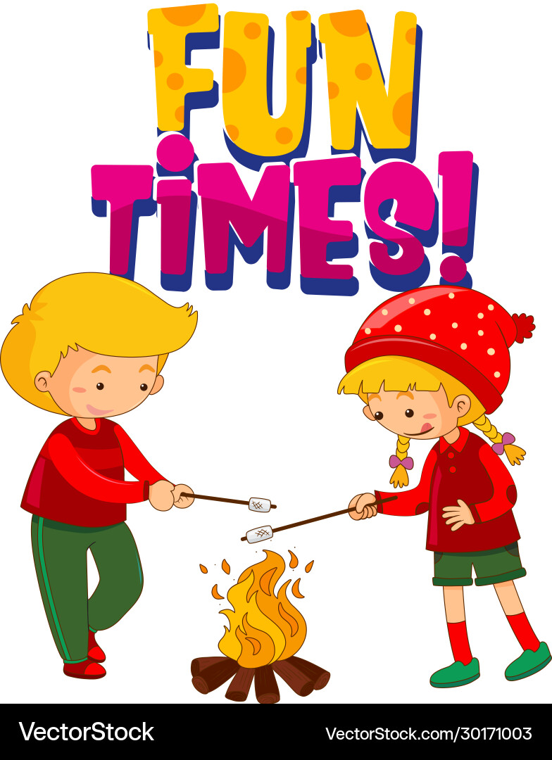 Font design for word fun times with two kids Vector Image