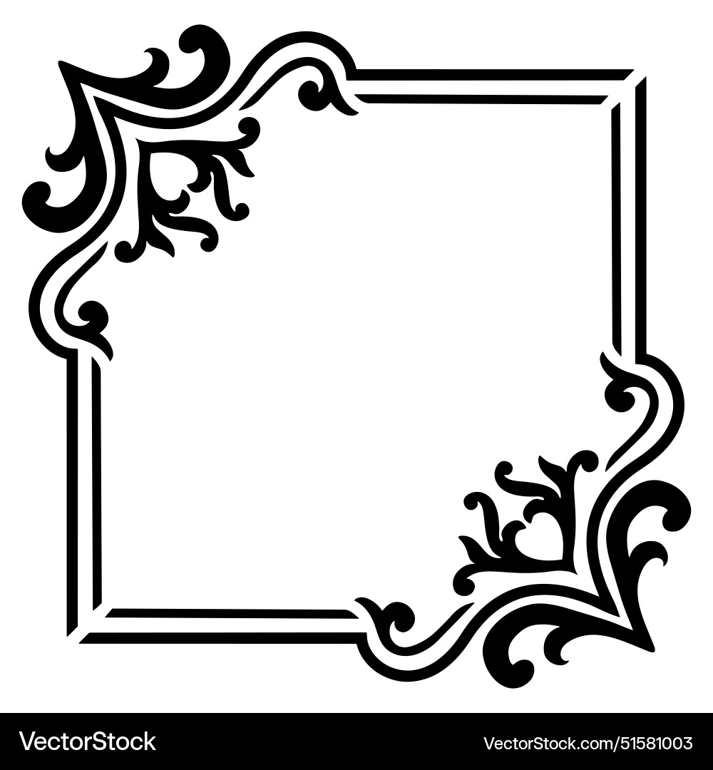 Frame border corner floral calligraphy adornment Vector Image