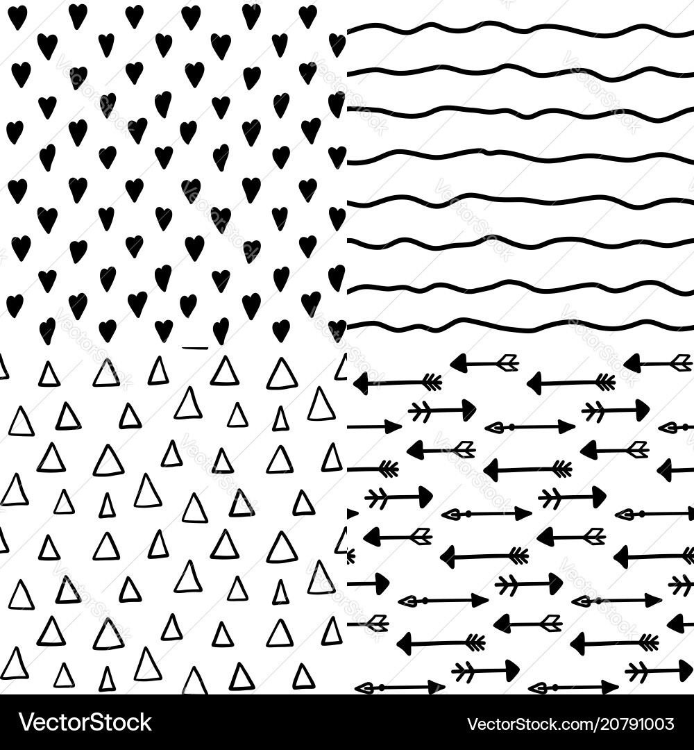 Hand drawn abstract black and white seamless Vector Image