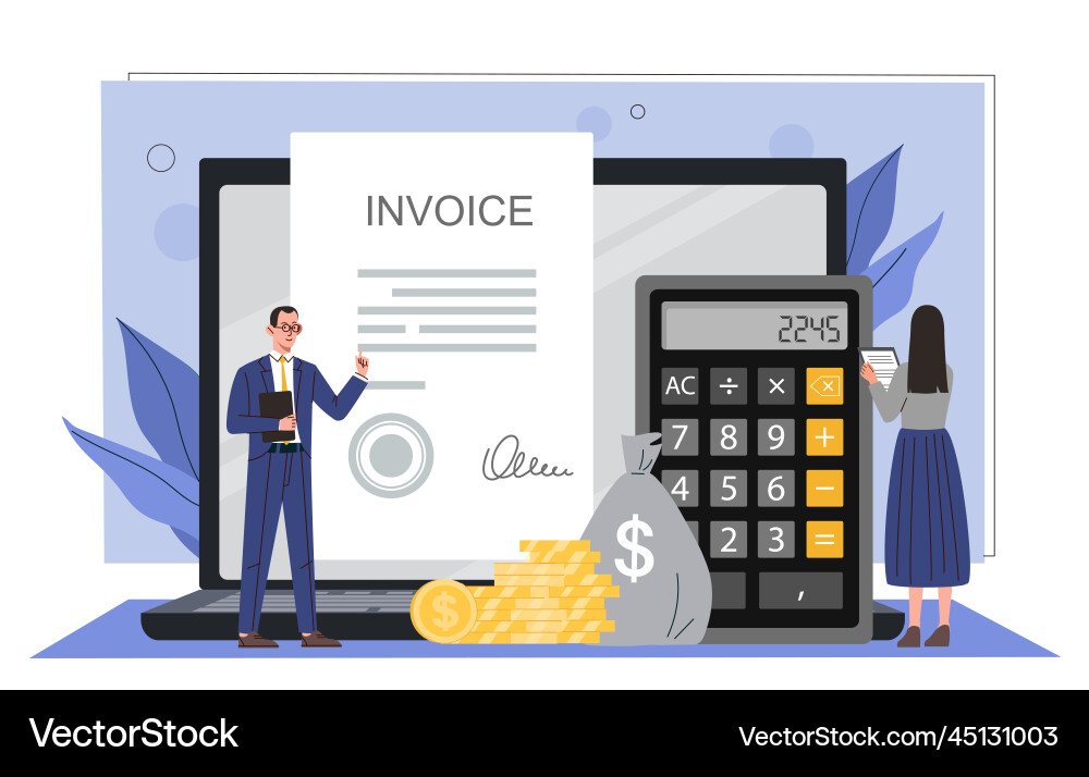 Rechnung auf Computer vorbereiten Lizenzfreies Vektorbild