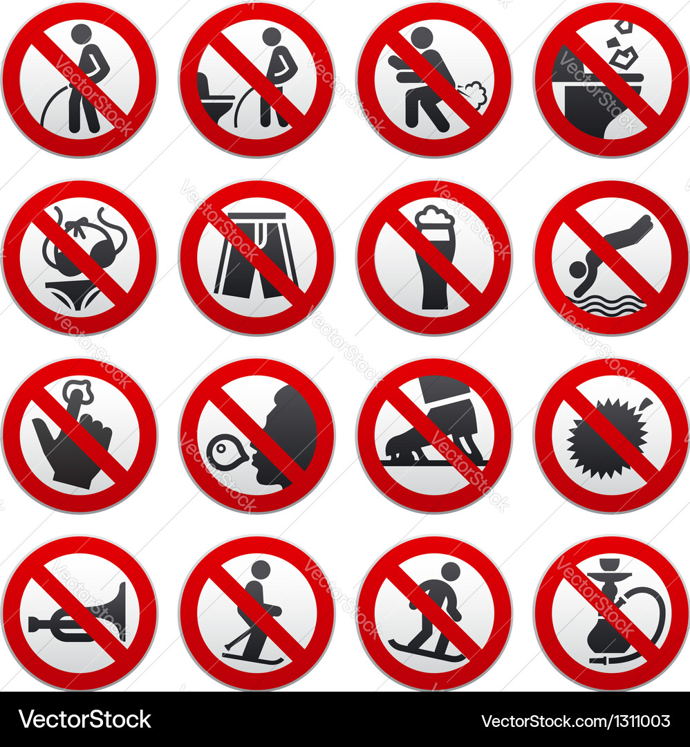 Prohibited signs Royalty Free Vector Image - VectorStock