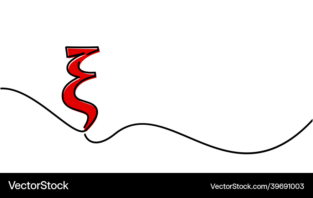 Single line drawn greek alphabet xi outline Vector Image