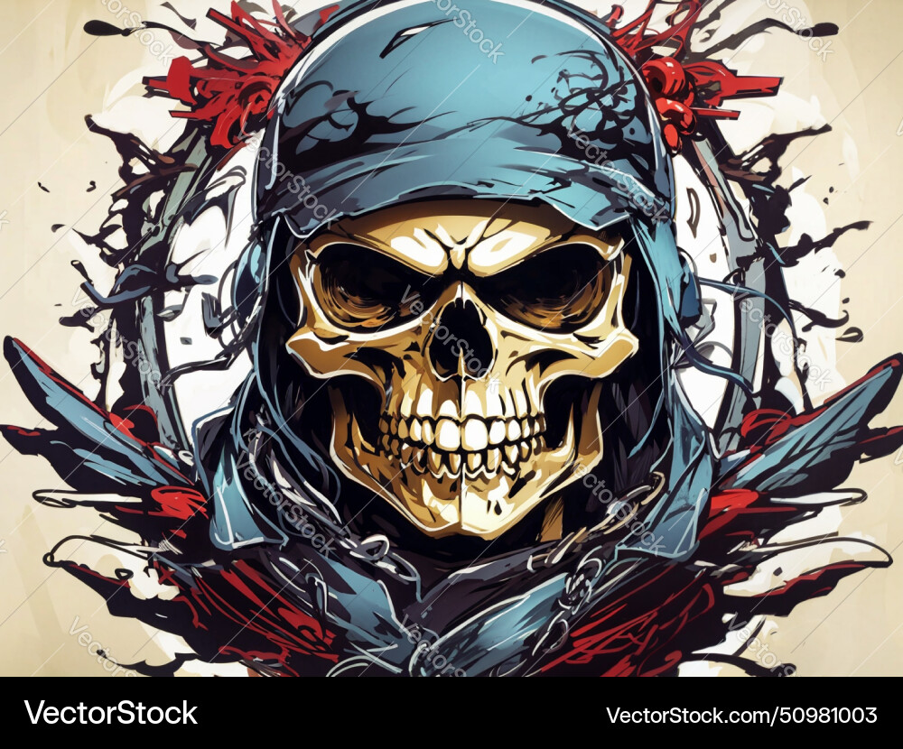 Skull with cap logo Royalty Free Vector Image - VectorStock