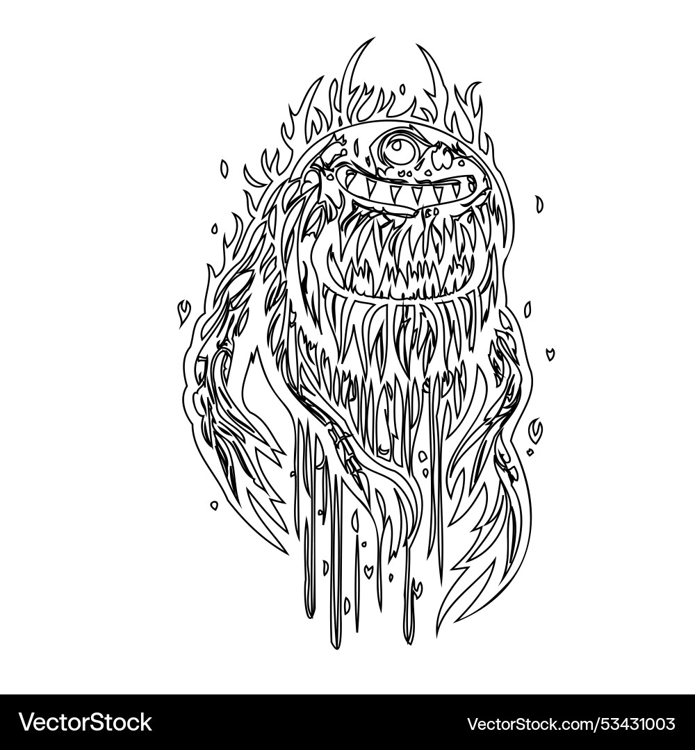 Swamp monster outline sketch Royalty Free Vector Image