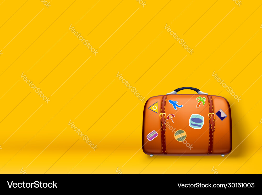 Travel case on yellow Royalty Free Vector Image