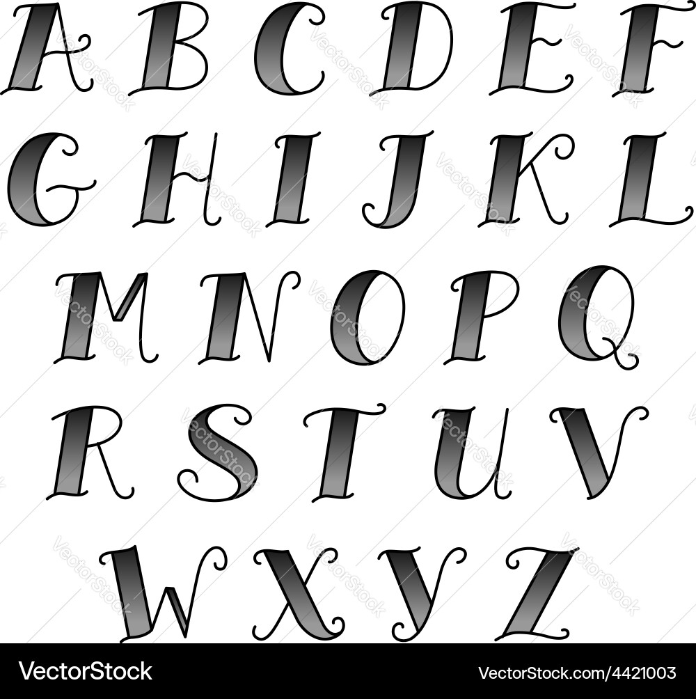 Vintage alphabet black Royalty Free Vector Image