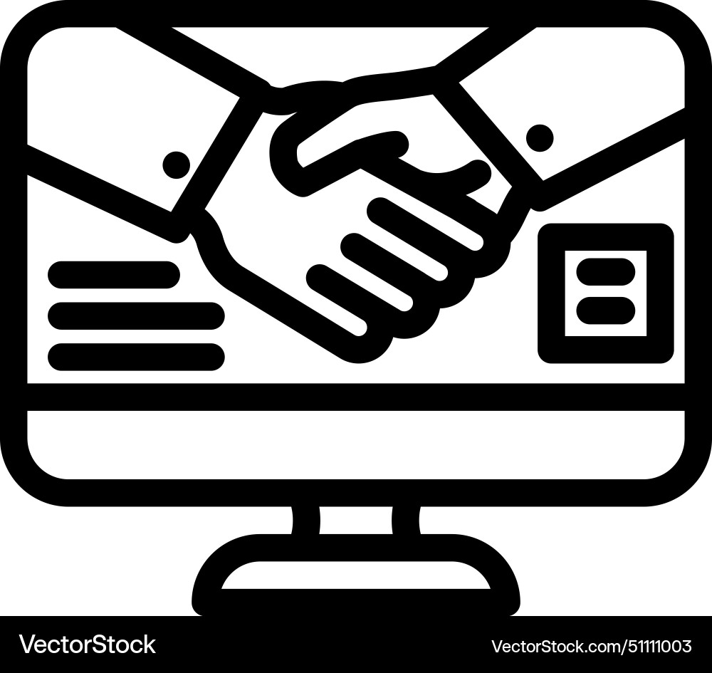 Virtual handshake line icon Royalty Free Vector Image