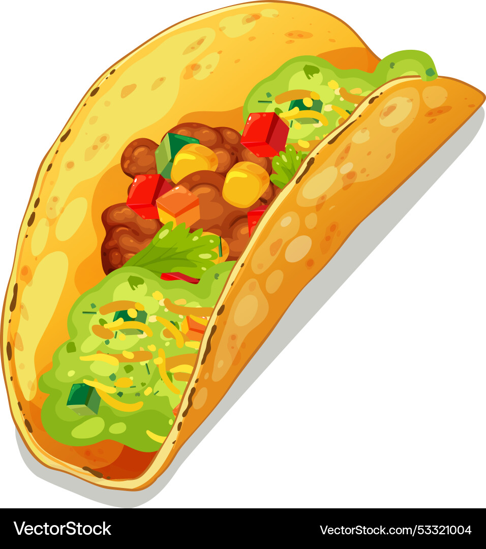 Colorful taco with fresh ingredients Royalty Free Vector