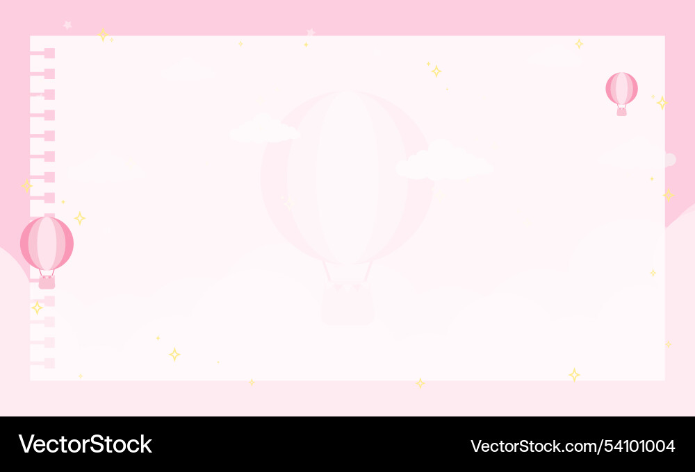 Cute kawaii pink pastel starry sky with cloud Vector Image