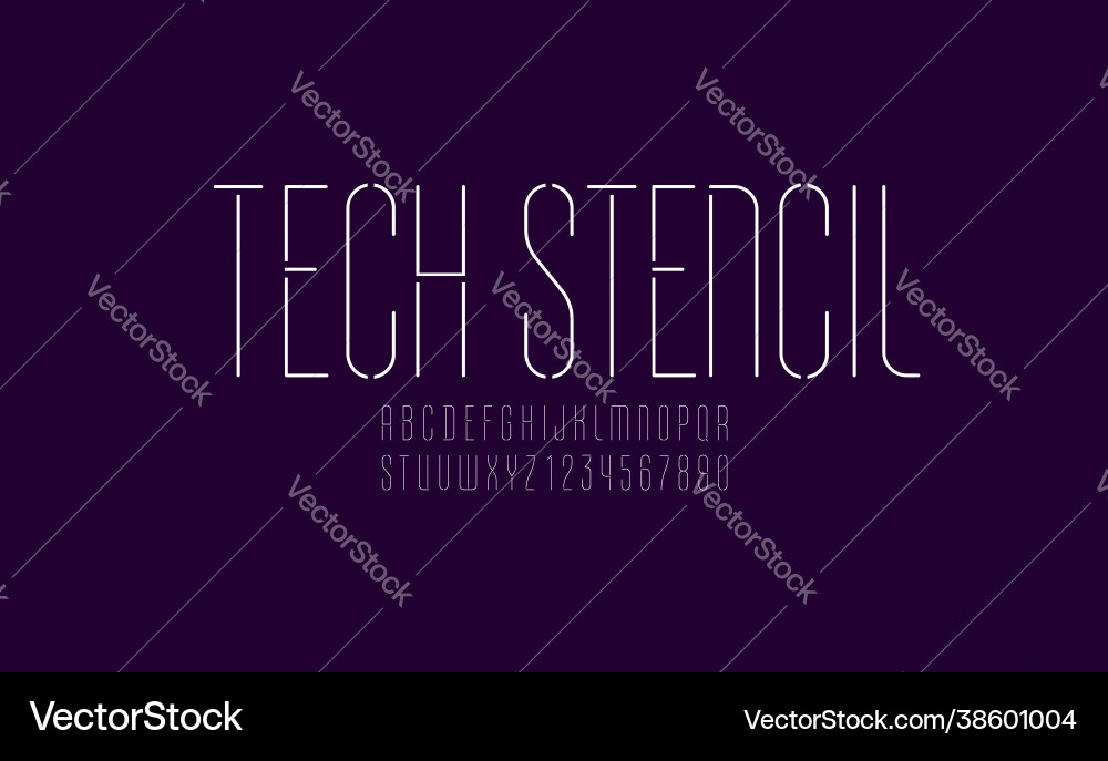 Font from ultra thin line trendy stencil alphabet Vector Image
