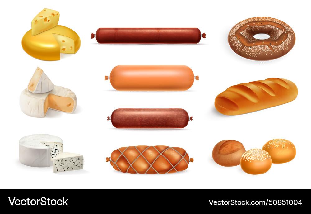 Realistic food set Royalty Free Vector Image - VectorStock