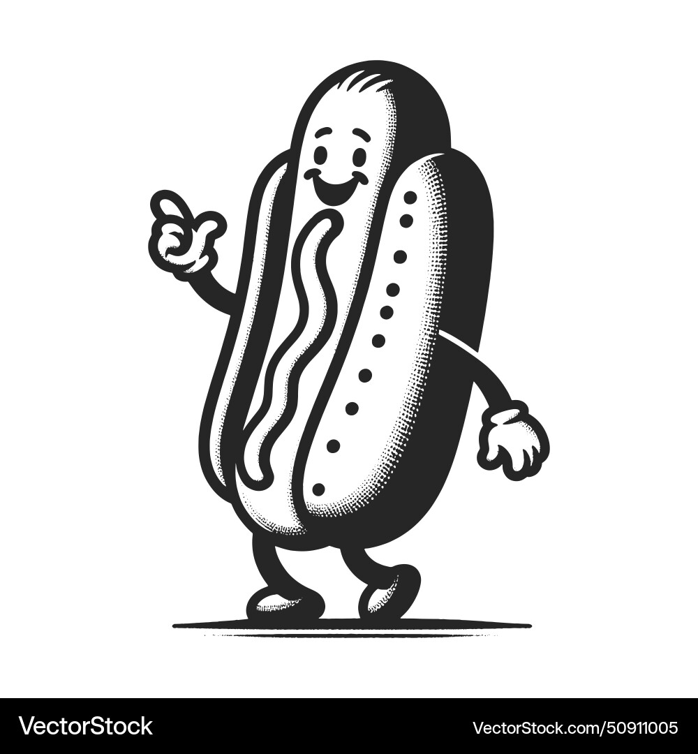 Animated hot dog walking sketch Royalty Free Vector Image