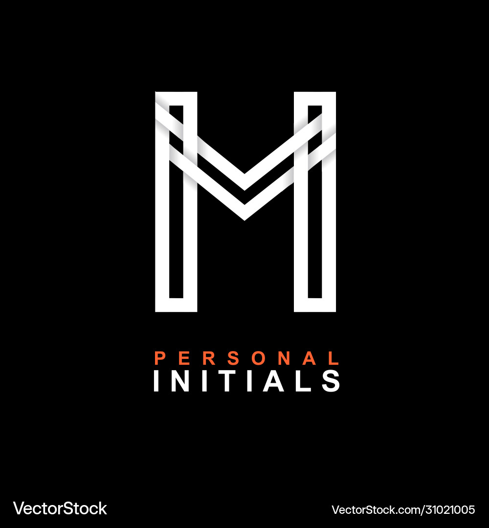 Capital letter m created from interwoven white Vector Image