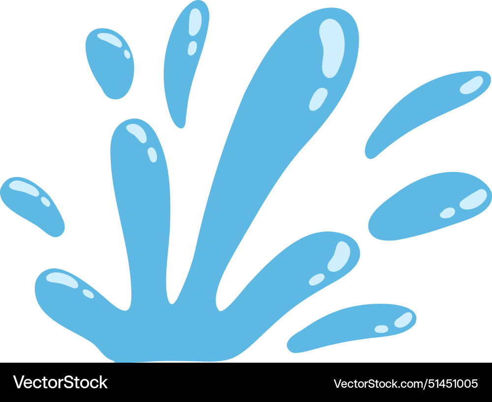 Cartoon blue dripping water drop splash spray Vector Image