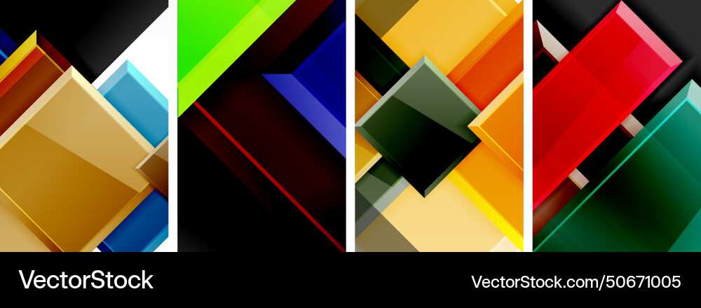 Color glass glossy square composition poster set Vector Image