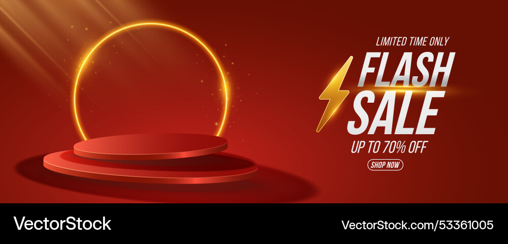 Glowing 3d scene for flash sale levitating Vector Image