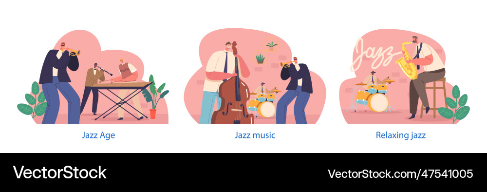 Isolated elements with jazz band characters Vector Image