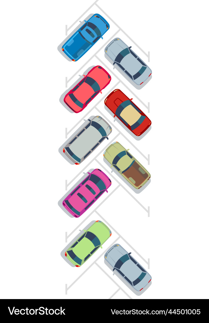 Parking with color cars icons street top view Vector Image