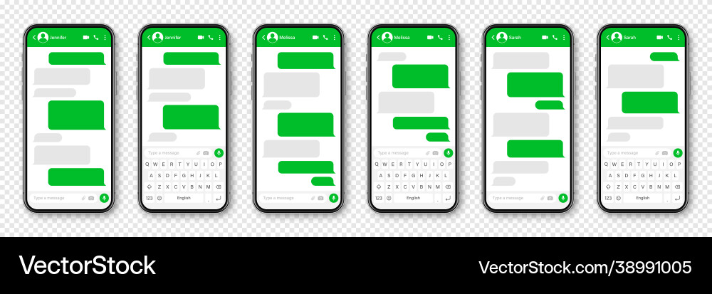 Realistic smartphone with messaging app blank sms Vector Image