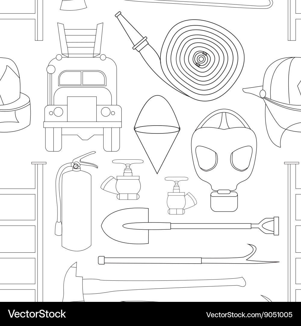 Set icons of firefighting equipment pattern Vector Image