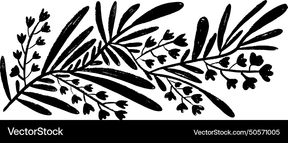 Simple chalk bell flowers silhouette Royalty Free Vector