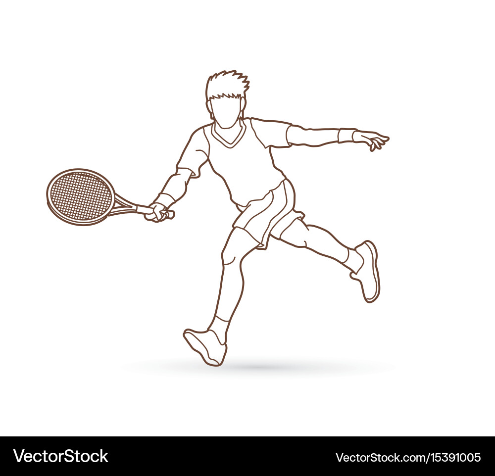 Tennis Player Running Man Play Movement Royalty Free Vector