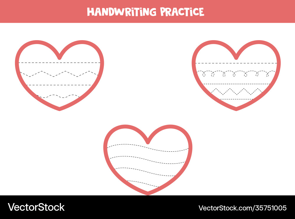 Tracing lines with cartoon valentine hearts Vector Image