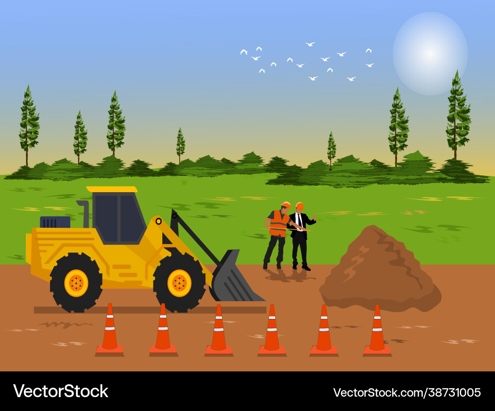 Tractor Grading Road Royalty Free Vector Image
