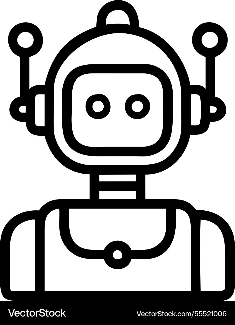 Ai humanoid robot head icon Royalty Free Vector Image