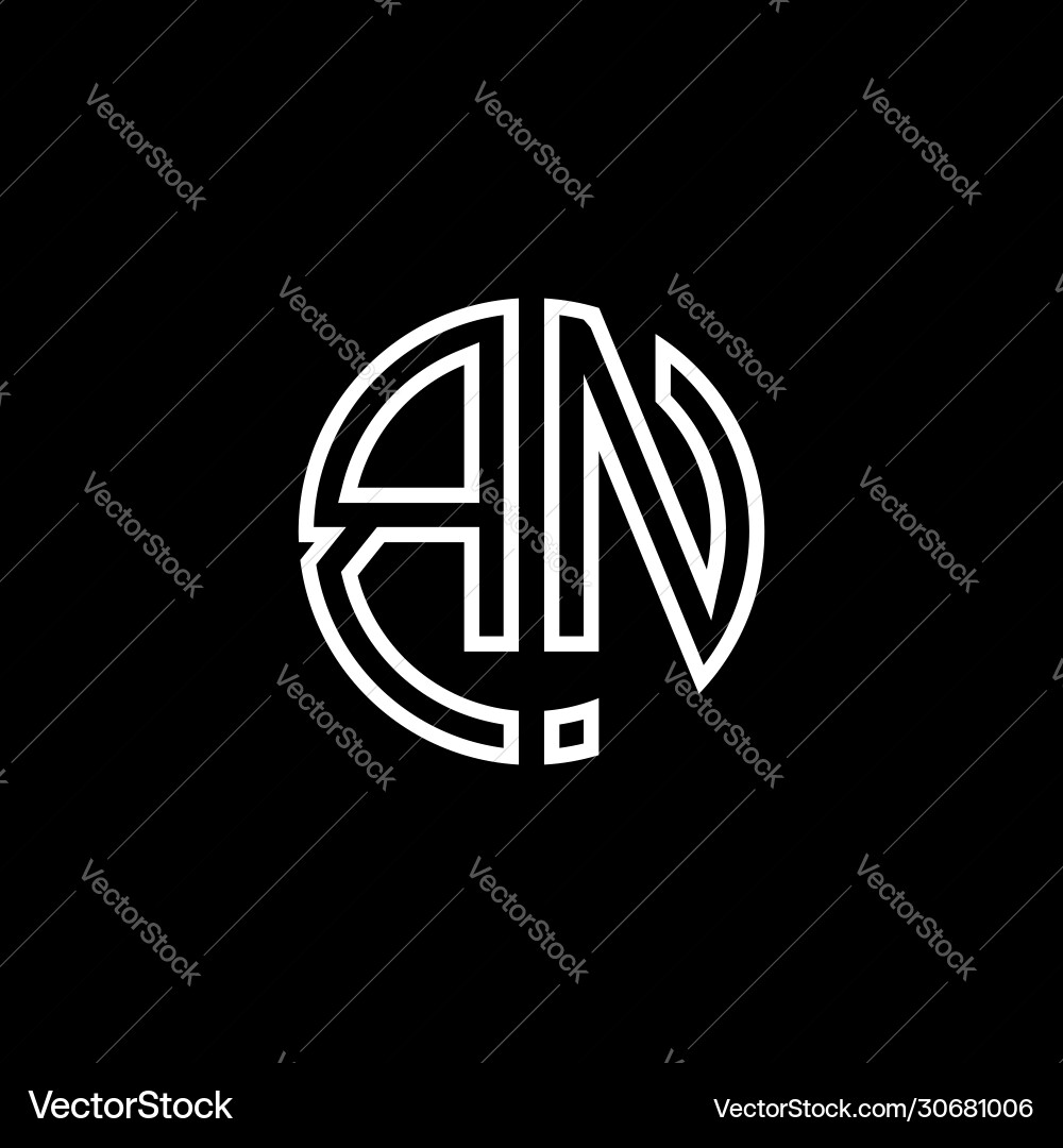 Bn monogram logo circle ribbon style outline Vector Image