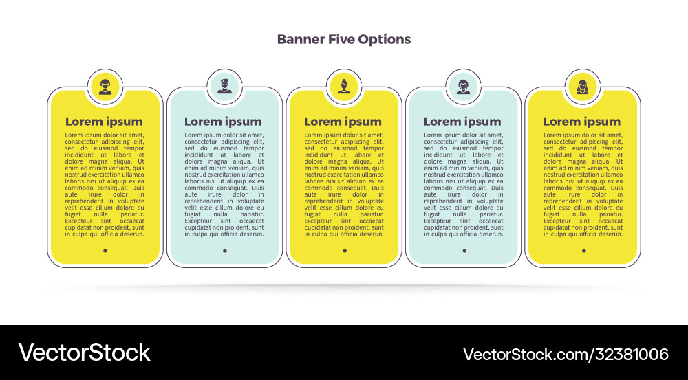 Business infographic banner with 5 steps options Vector Image