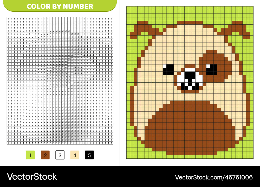 Dog squishmallow color by number pixel coloring Vector Image