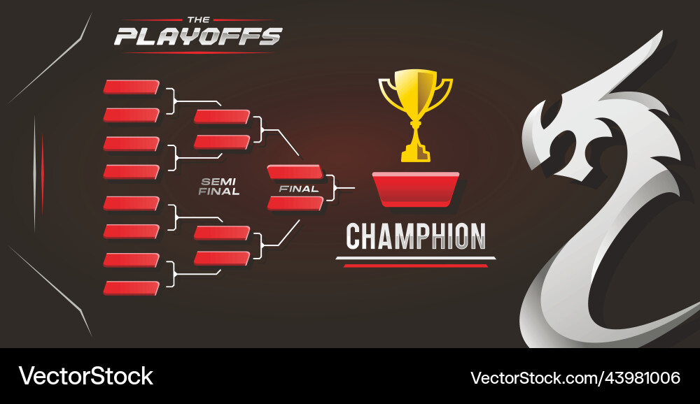 Red and black bracket design with dragon logo Vector Image