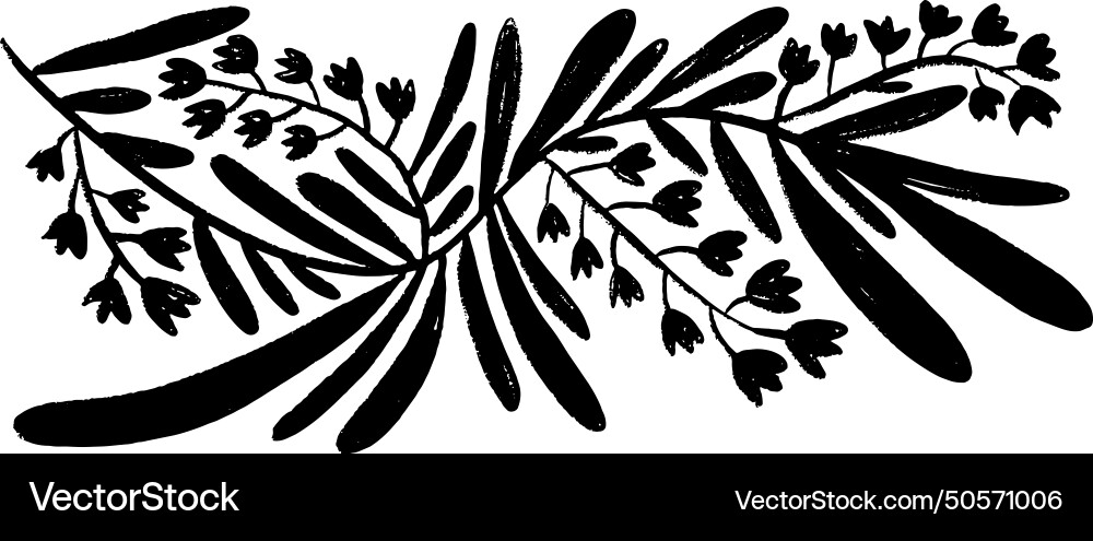 Simple chalk bell flowers silhouette Royalty Free Vector