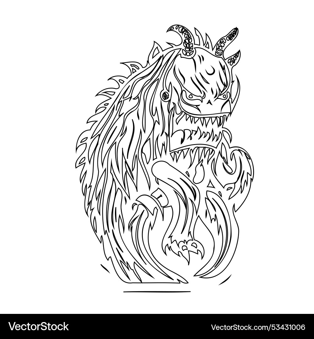 Swamp monster outline sketch Royalty Free Vector Image