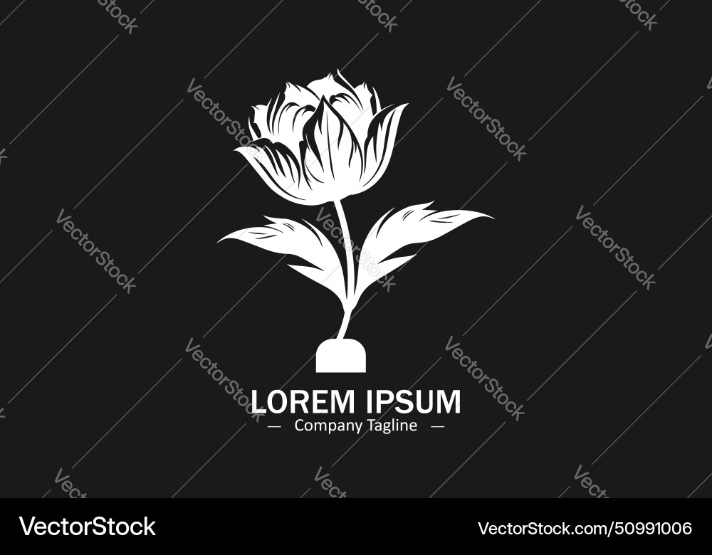White flower logo icon silhouette isolated Vector Image